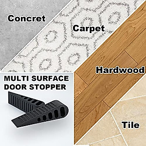 XQDWX Rubber Door Stopper, Anti-silp Soft TPR Sturdy Stackable Door Stop Wadge for Bottom of Heavy Duty Door on Multi Floor Carpet Concrete Tile Wood, Black, 205DS-BL