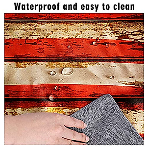 Elastic Fitted Tablecloth, American Flag Symbolism Over Old Rusty Tones Weathered Vintage Social Plank Rectangle Table Cover, Waterproof Table Cloth for Outdoor Picnic Camping Parties, 30x72 Inch