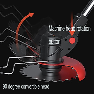 Weed Wacker Battery Powered, 24V 2Ah Battery Powered Cord Trimmer with 2 Batteries and 3 Blades,Weed WackerSuitable for patios and Gardens (Black)