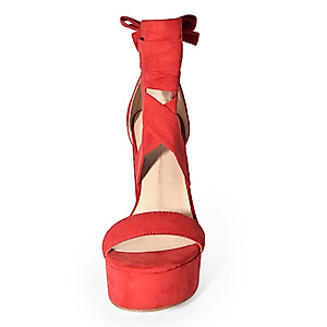 Wild Diva Women’s Lace Up Crisscross Platform Chunky Block Heel Sandals-RDVS-9