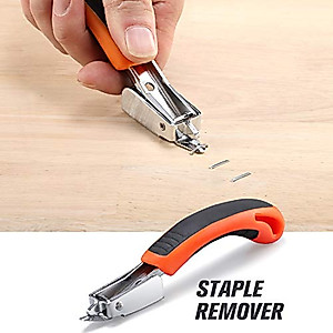 REXBETI Staple Gun, Manual Brad Nailer Power Heavy Duty 3 in 1 Staple Gun with 2600-Piece Staples for Upholstery, Fixing Material, Decoration, Carpentry, Furniture (Staple Gun+Case+Remover)