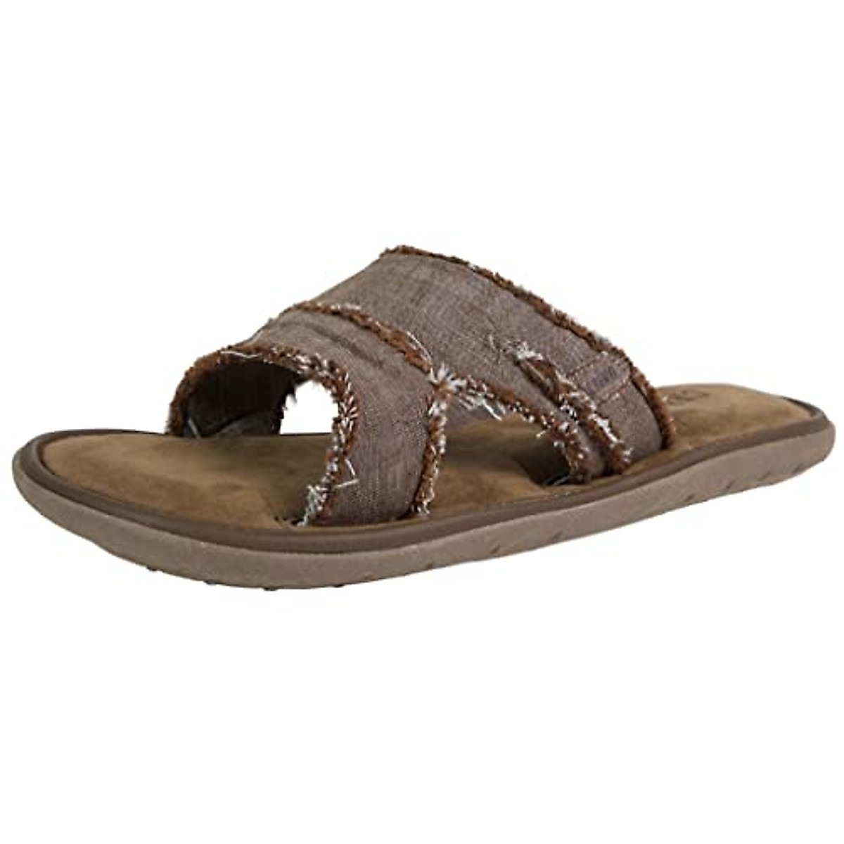 Crevo Baja II Men's Slide Sandals Memory Foam Frayed Hemp Design, Dark Brown, 9