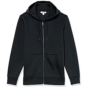 Goodthreads Men's Full-Zip Washed Fleece Hoodie, Black, X-Large Tall