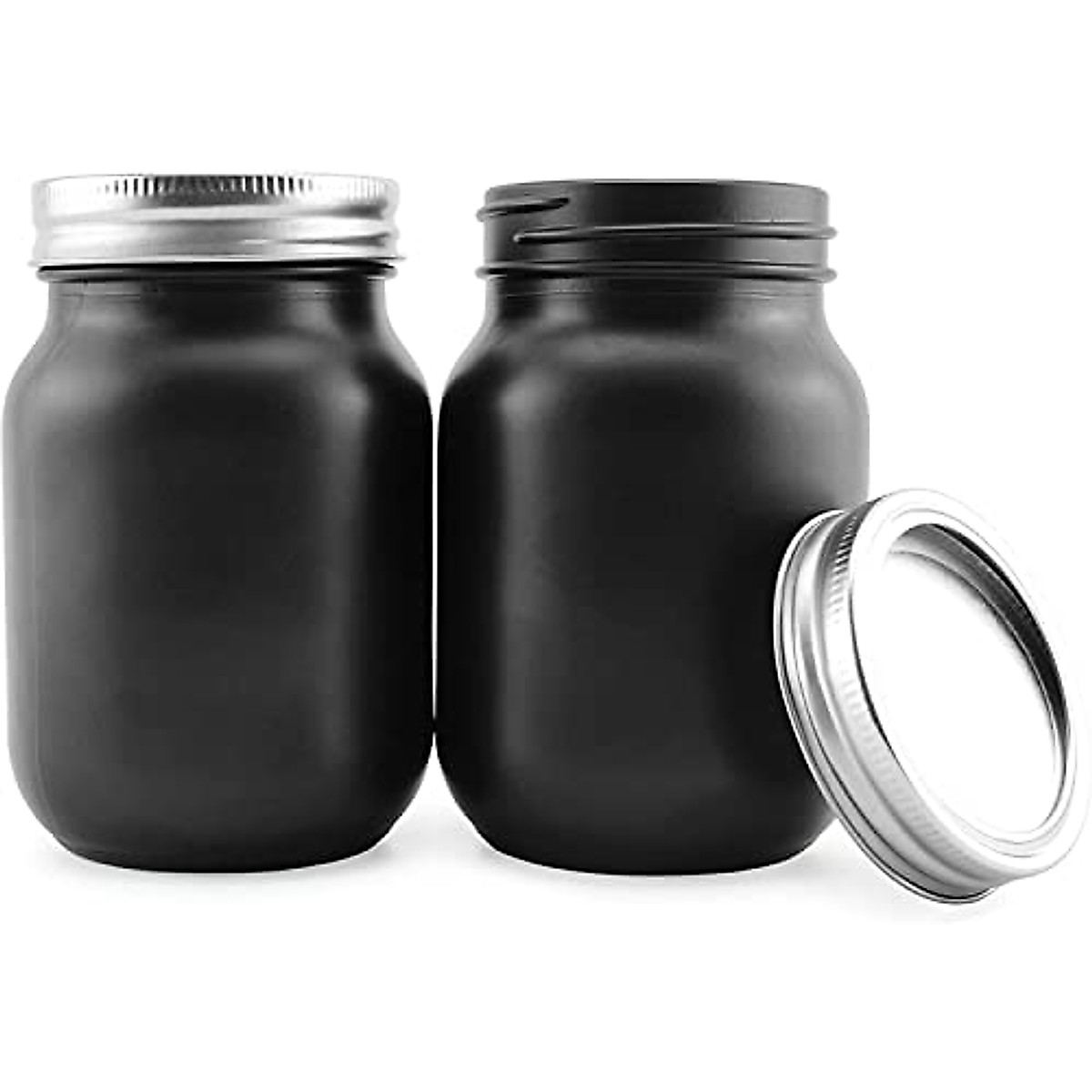 Darware Black Chalkboard Mason Jars (Pint Size, 6-Pack); Black-Coated Blackboard Surface Glass Jars for Arts and Crafts, Gifts, and Rustic Home Decor