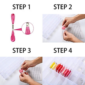 Peirich Embroidery Floss Organizer Box - 24 Compartments with 100 Hard Floss Bobbins and 459 Color Number Stickers