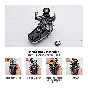 Tiklean Electric Razor for Men Head Shaver for Bald Men Grooming Kit Wet Dry Rotary Shavers Nose Hair Beard Trimmer Clippers Facial Cleansing Brush Cordless Waterproof USB Charging Rechargeable