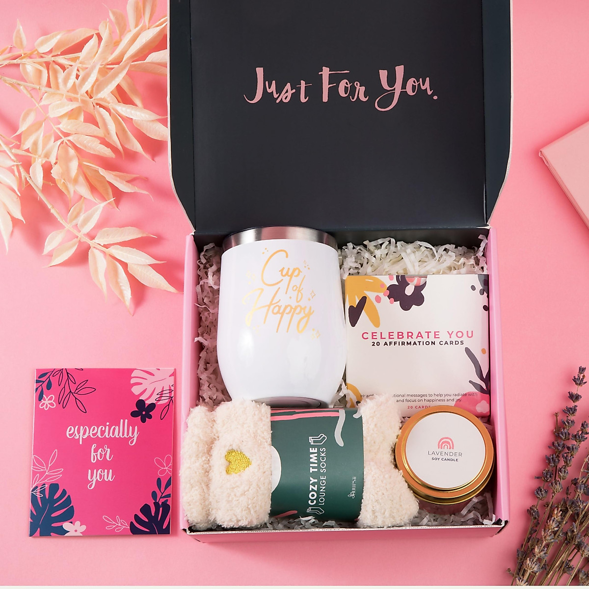 JUUPSii Womens Gift Set, Birthday Gift Baskets for Women, Self Care Package for Women, Relaxing Spa Gifts for Her, Friends, Mom, Wife, Female, Coworker, Sister 12oz stainless