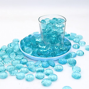 Koltose by Mash Transparent Aqua Flat Glass Marbles for Vases, 2 LB Decor Stone Beads Vase Fillers, Crafts, Table Scatter, Fish Tanks, Party Centerpieces, Gem Decor, Mosaics, Floral Displays, Fire