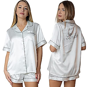 Bride Pajama Set Bride PJs Pajamas for Women Silk Pajamas for Women Bridal Shower Gift Sexy Pajamas for Women Pjs for Women Short Set Pajama Sets Sleepwear for Women Womens Pajama Set Satin Pajamas