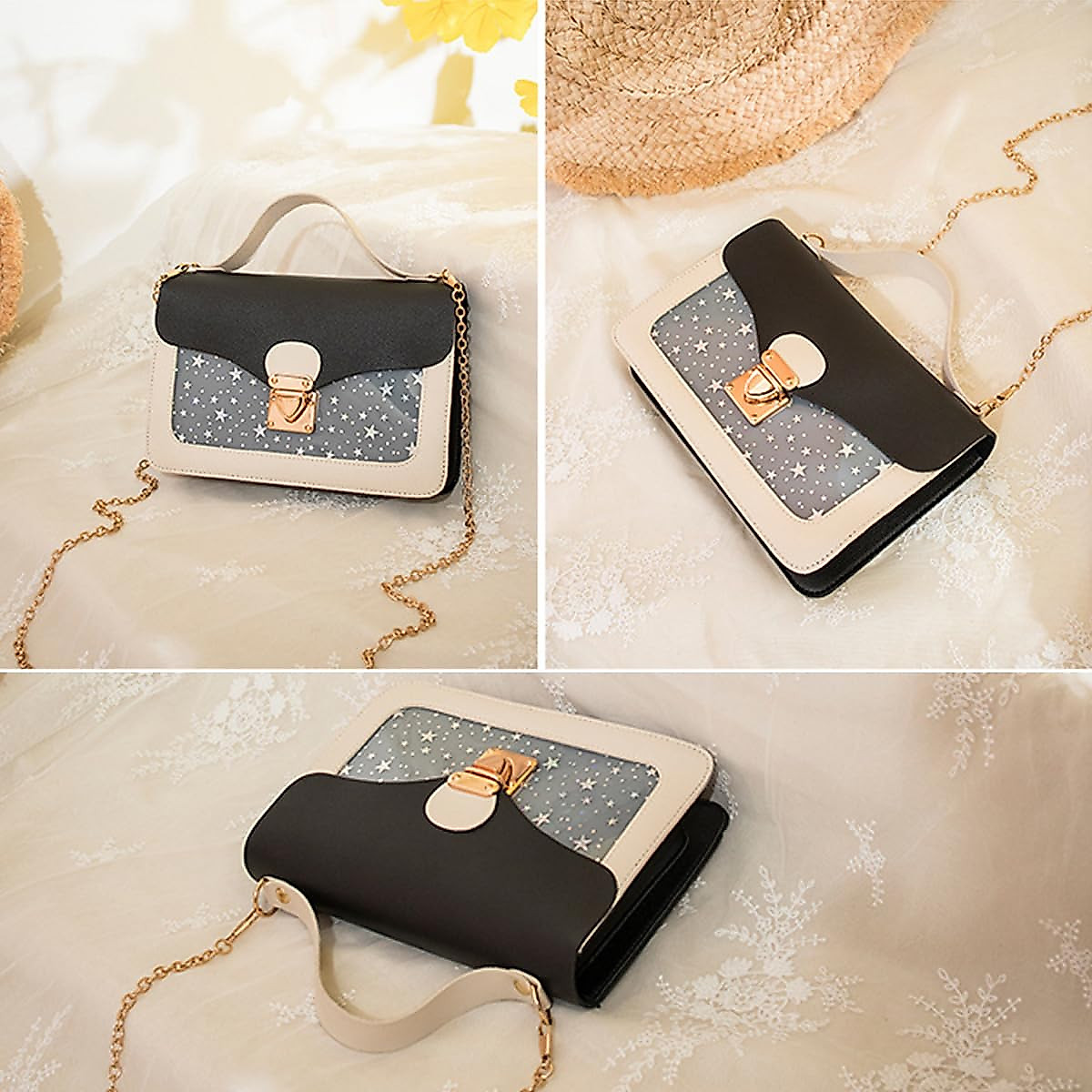 Crossbody Bags for Women Small Shoulder Handbags Soft PU Leather Cross Body Purse Casual Crossover Phone Messenger Bags(Quilted Crossbody Bags for White)