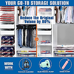 Vacuum Storage Bags 4 Pack (XXL), 40"x51" Compression Storage Bags with Double-Zip Seal and Triple Seal Valve, 80% More Space Saver Bags for Clothes, Blankets, Pillows-Warranty 2 Years