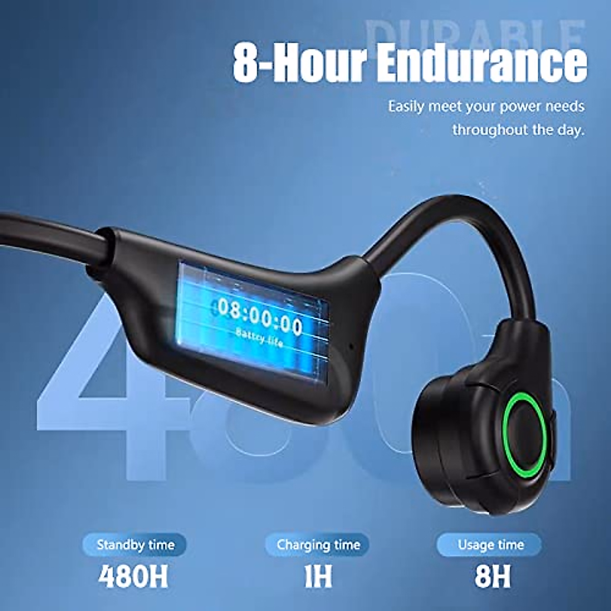 ESSONIO Bone Conduction Headphones Open Ear hradphones Bluetooth IPX7 Waterproof Headphones for Sport Open Ear with 32G Memory Running Headphones Black