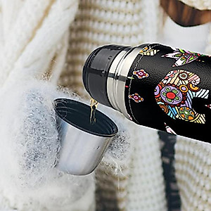 Vintage Lotus Ethnic Elephant Vacuum Insulated Water Bottle Stainless Steel Thermos Flask Travel Mug Coffee Cup Double Walled 17 OZ