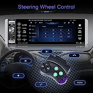 Single Din Car Stereo Compatible with Apple Carplay & Android Auto, METEESER 5.1 Inch Bluetooth Backup Camera, Touch Screen Radio Support FM/Mirror Link/SWC/USB/DVR/AUX-in