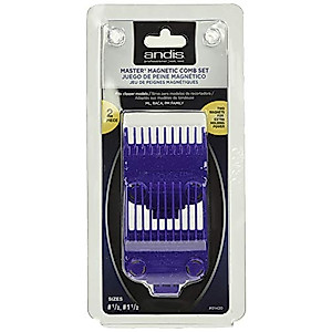 Andis 01420 Master Clipper Magnetic Comb Set - Crafted for Long-Lasting Performance - Dual Pack Sizes 0.5 & 1.5 and Fit with ML Models – Purple