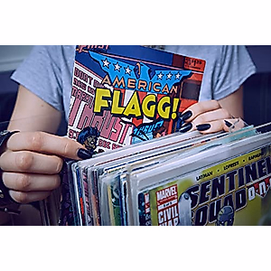 Comic Book Storage Holder - Display Case for Collectors – Patent Pending Wood & Acrylic Comics Box, Bin & Organizer - Magazines & Books Boxes for Organization - Stores Up To 150 Issues - 14.5x8 Inches (Dark Walnut)