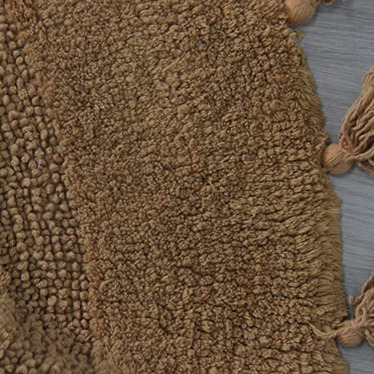 Cute Bathroom Rug Tufted Cotton Rug with Tassels Hand Woven Cotton Mat Washable Area Rug for Entryway Bedroom Laundry Living Room - 19.7"x31.5", Brown
