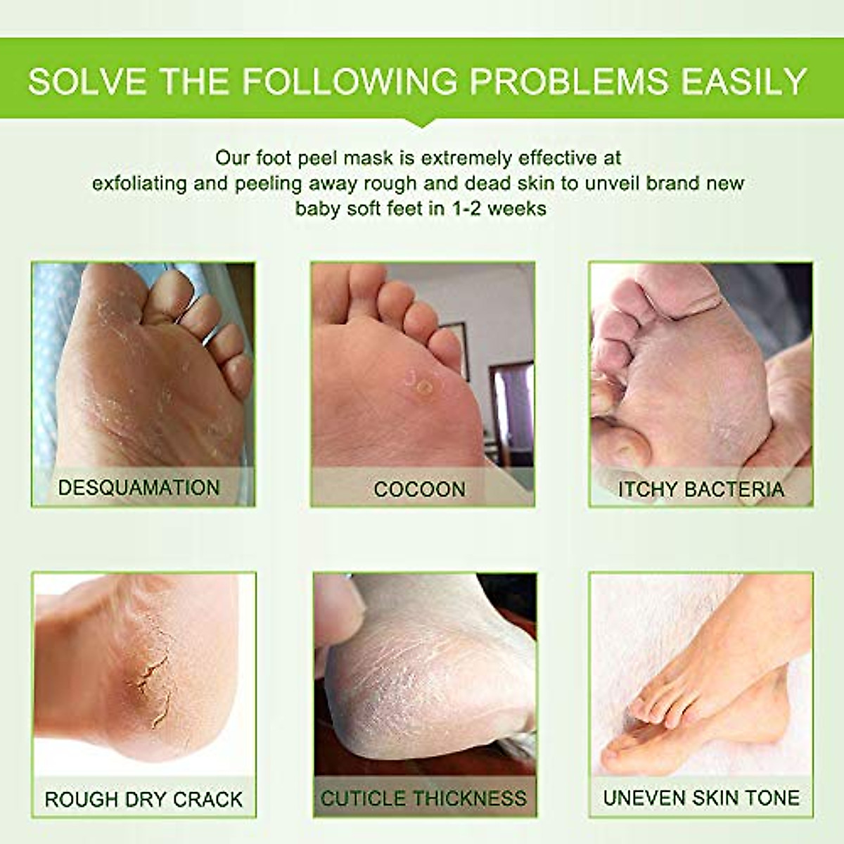 Foot Peel Mask 3 Pack,Remove Callus & Repair rough heals-Men Women (Cucumber)