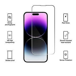 Ailun Glass Screen Protector for iPhone 14/14 Pro [6.1 Inch] Display 3 Pack Tempered Glass, Sensor Protection, Dynamic Island Compatible, Case Friendly