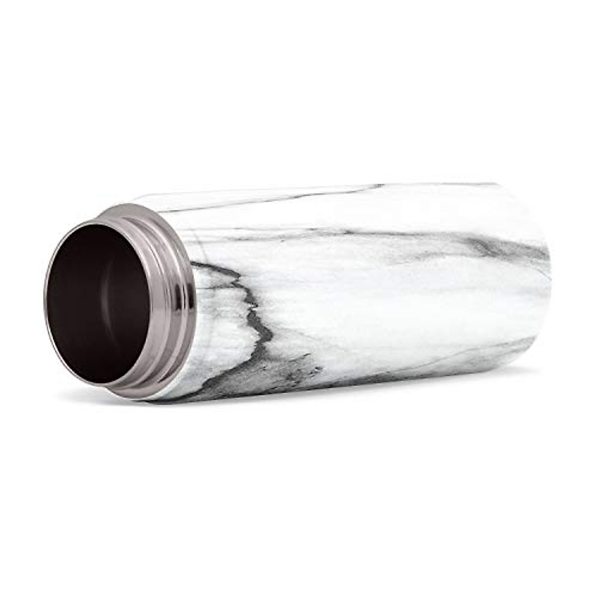 Simple Modern Insulated Water Bottle with 3 Lids - Straw, Flip, Chug - Small Reusable Wide Mouth Stainless Steel Flask Thermos Sport, 18oz (530ml), Pattern: Carrara Marble