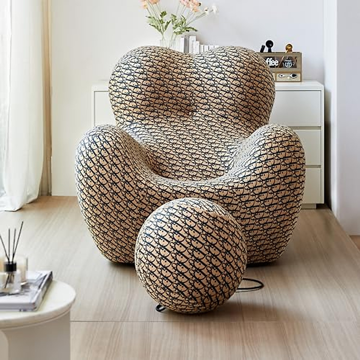 Tosaronia Modern Lazy Sofa Fireside Chair Floor Sofa B&B Italia Minimalist High-Density Foam Floor Couch Upholstered Lazy Couch Bubble Couch for Living Room Bedroom Brown