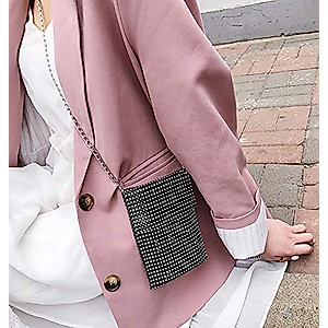 AIBEARTY Women Girls Sparkly Rhinestone Cell Phone Purse Mini Crossbody Bag Evening Clutch Shoulder Bag with Metal Chain