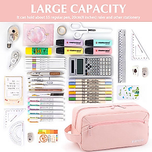 Large Capacity Pencil Case 3 Compartments, Portable Pencil Case with Zipper, Aesthetic Pencil Bag Pouch College Office School, Multifunctional Stationery Organizer for Students Teen Girl Boy Adults