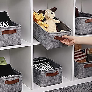 HNZIGE Small Fabric Baskets for Organizing Collapsible Storage Baskets for Shelves, Closets, Laundry, Nursery, Decorative Baskets for Gifts Empty (Gray)