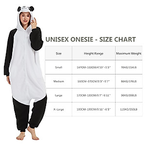Mango2wind Panda Onesie Adult Panda Costume Woman Man Panda Onesies Pajama (US, Alpha, Medium, Regular, Regular, Panda-Zip)