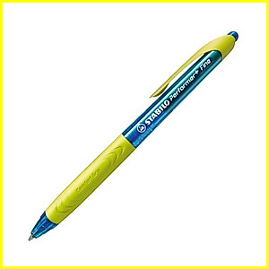 STABILO 4 x Performer Plus Ballpoint Pen BLUE Ink FINE 0.7mm - ALL COLOR BLUE-PURPLE-YELLOW-GREEN - For Fast and Smooth writting