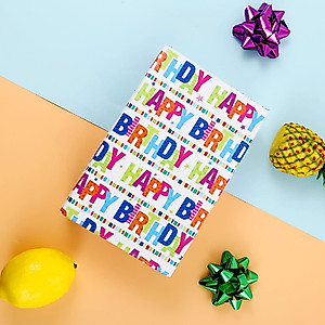 U'COVER Happy Birthday Wrapping Paper for Girls Kids Boys 3 Large Sheet with Cut Line Gift Wrapping Paper for Women Men Baby Shower Holiday Birthday Gift Wrap Paper Folded Flat 27 x 39.4inch