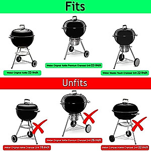QuliMetal Grill Table Shelf and BBQ Whirlpool for Weber 22 Inches Kettle Charcoal Grills