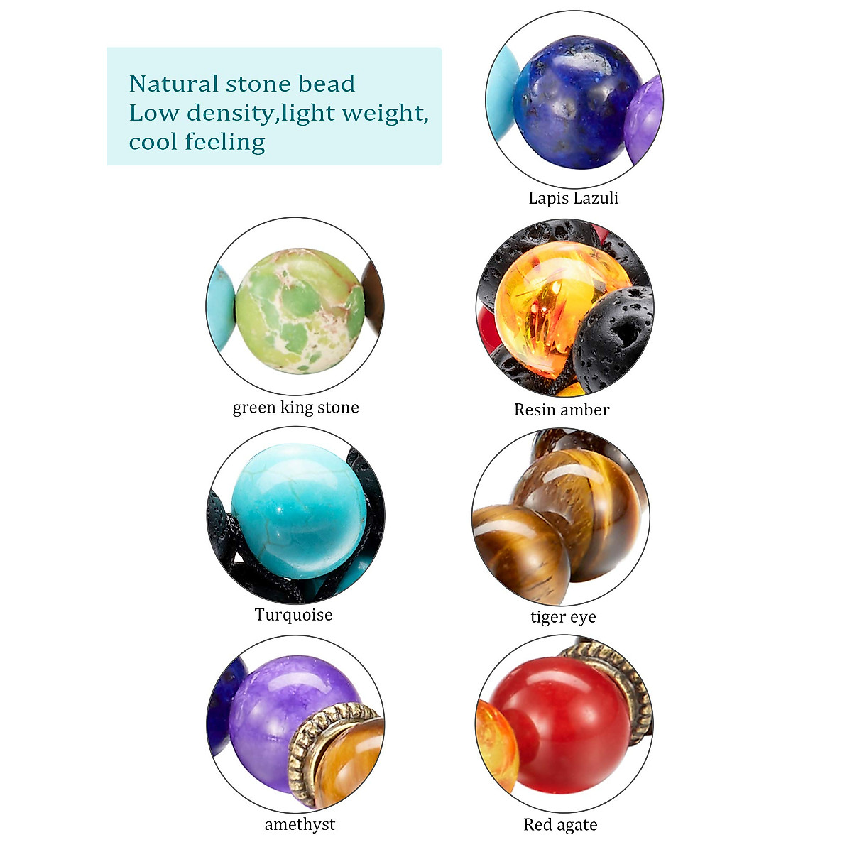 Tatuo 4 Pcs 8mm Natural Lava Rock Bracelet for Men Aromatherapy Essential Oil Diffuser Bracelet Stone Anxiety Beads Bracelets