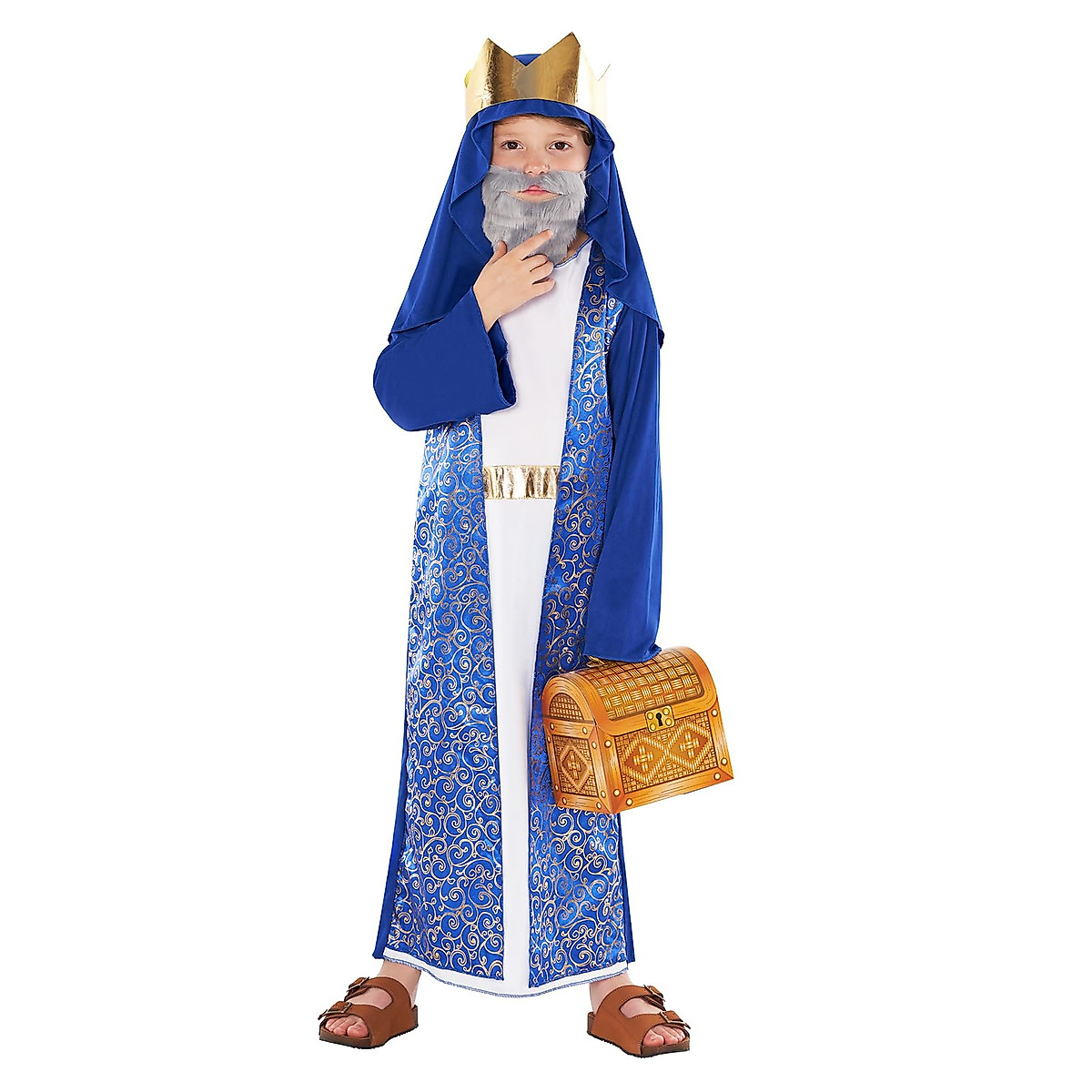 Morph 3 Wise Men Costume Kids, Biblical Nativity Costume, Catholic Saint Outfit, Three Kings Dress Up, 7-9 Years