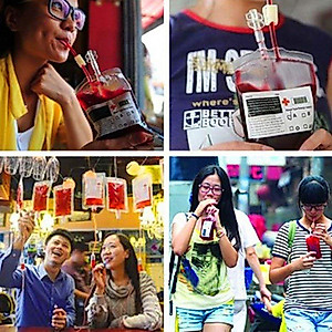 Blood Bag for Drinks â€“ 12 Pieces IV Blood Bags/Container 15 Fl Oz /450ml for Halloween Zombie Party Favors, Nurse Decorations, Gag Gift