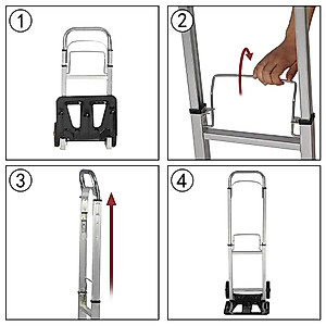 KARMAS PRODUCT Aluminum Foldable Hand Truck with Telescoping Handle and Rubber Wheels Heavy Duty Compact Luggage Cart Portable Trolley for Travel, Shopping or Industrial …