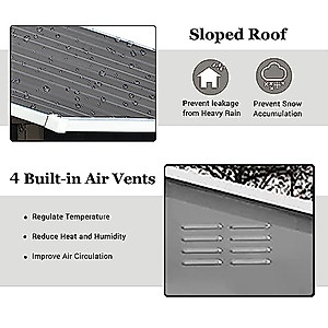 Evedy 10x8ft Outdoor Storage Shed,Metal Garden Shed for Bike, Trash Can, Tools, Galvanized Steel Outdoor Storage Cabinet with Lockable Door,Tool Cabinet with Vents,for Backyard,Patio, Lawn