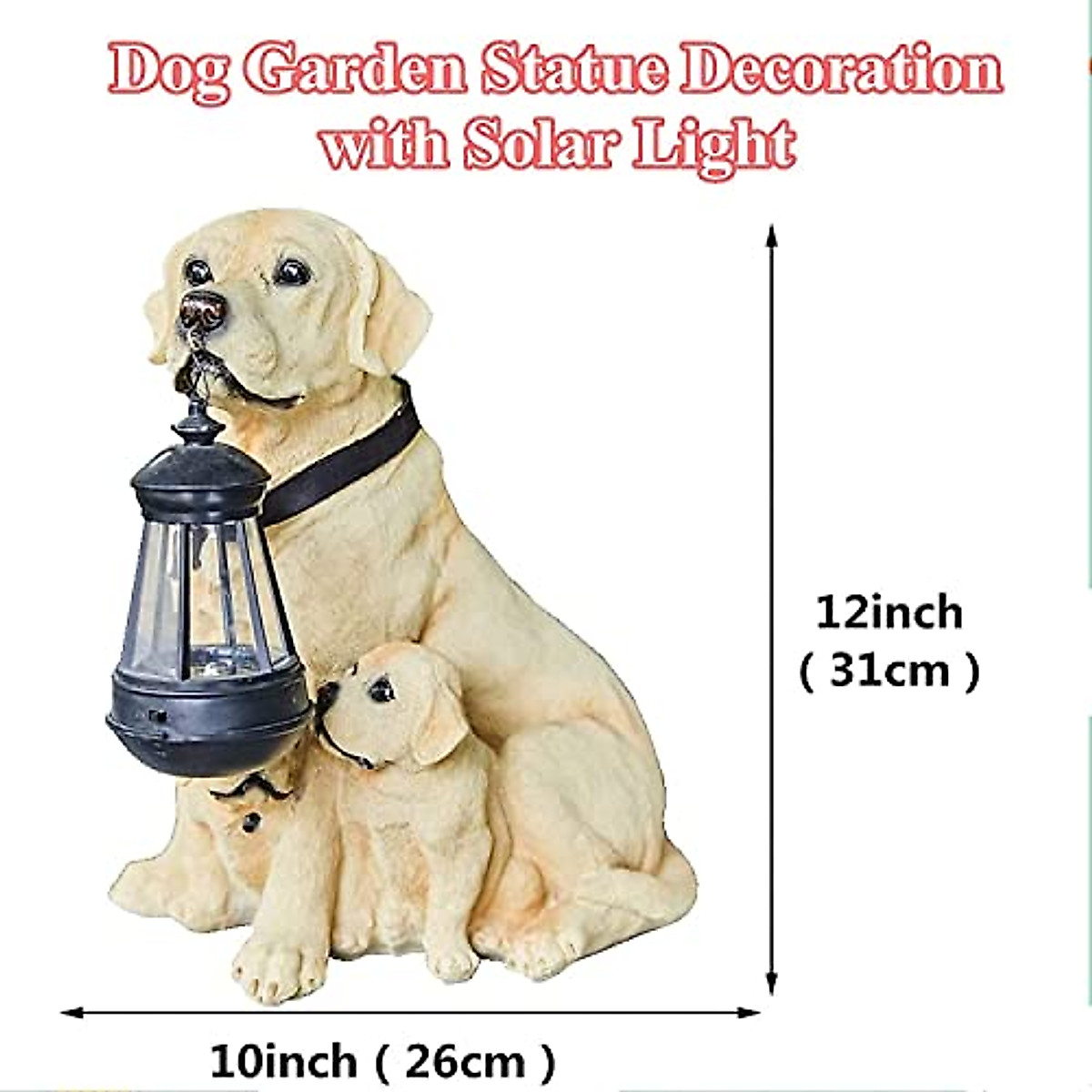 LTHDD Outdoor Labrador Family Statue with Solar Lights,Windproof Lamp for Home Garden Decoration,Lifelike Dog Figurine Decoration,Solar Lantern Dog Garden Statues