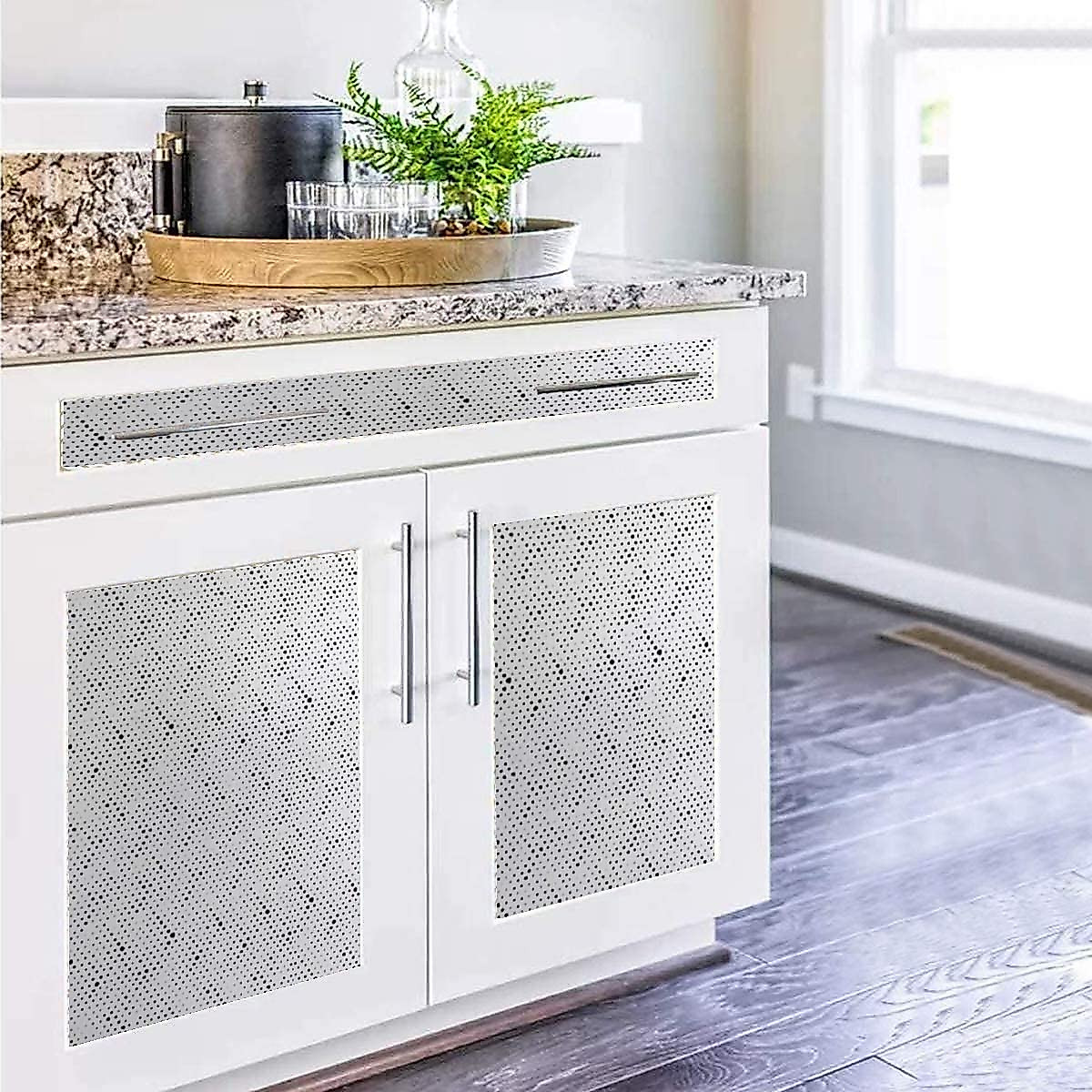 Grey and Black Peel and Stick Contact Paper Self Adhesive Modern Dots Wallpaper Removable Vinyl Film Decorative Shelf Drawer Liner Sticker 17.3 inch x 118 inch (White and Black, 17.3 inch x 118 inch)