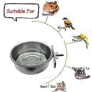 Tfwadmx Bird Feeding Dish Cups Parrot Food Bowl Clamp Holder Coop Cup, Bird Cage Water Bowl for Parakeet African Greys Conure Cockatiels Lovebird Budgie Chinchilla 2 Pack