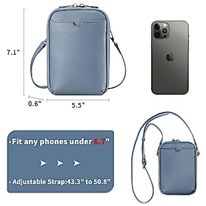 Crossbody Cell Phone Purses for Women Luxury Genuine Leather Small Crossbody Bags Wallet Purses with Adjustable Strap RFID Blocking Cellphone Case Wallet Bag