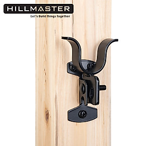 HILLMASTER 1-3/8" Flat Back Wall Mount Chain Link Fork Latch, Black Gate Fork Latch with Padlock Hole,Fence Latch Lock with Screws,Bolts,Gate Hardware Gate Latches for Outdoor Wooden Gates,2 PCS