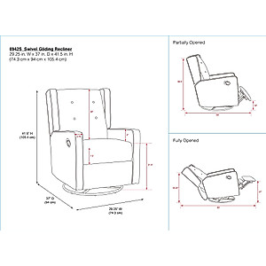 Baby Relax Mikayla 4-in-1 Swivel Glider Rocker Recliner Chair, Gray Microfiber