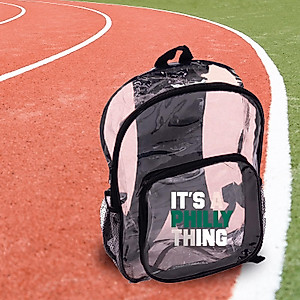 VOS It's Philly Thing - Philadelphia Clear Backpack, Heavy Duty & Transparent See Through Backpack, Perfect for Sporting Events, Concerts