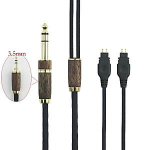 NewFantasia Upgrade Audio Cable 6N OCC Copper Silver Plated Braided Cord Compatible with Sennheiser HD650, HD600, HD580, HD660S, HD58X, HD6XX Headphone 3.5mm Male and 6.3mm Adapter Walnut Wood Shell