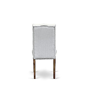 East West Furniture DLEL3-AWA-05 3 Piece Kitchen Table & Chairs Set Consist of a Round Dining Table with Dropleaf and 2 Upholstered Parson Chairs, 42x42 Inch, Antique Walnut