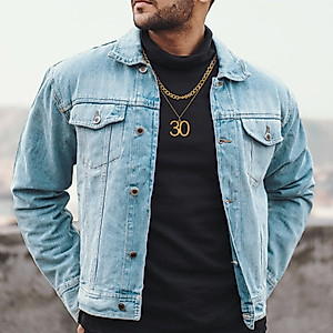 30th birthday gifts for him men - with pendant necklace - 30th birthday decorations for men, 30th anniversary, birthday gift ideas for him, son, husband, friend. The number 30 fashion jewelry