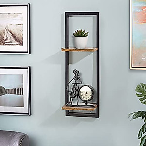 ROSE BLOOM Floating Shelves Wall Mounted Hanging Display Shelf, Wood Wall Shelf with Invisible Brackets for Home Decor, Pack of 1(2 Boards)