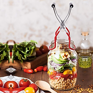 Eeoyu Canning Jar Lifter Tongs Stainless Steel Jar Lifter with Grip Handle for Home Kitchen (Red)