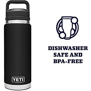 YETI Rambler 26 oz Bottle, Vacuum Insulated, Stainless Steel with Chug Cap, Black